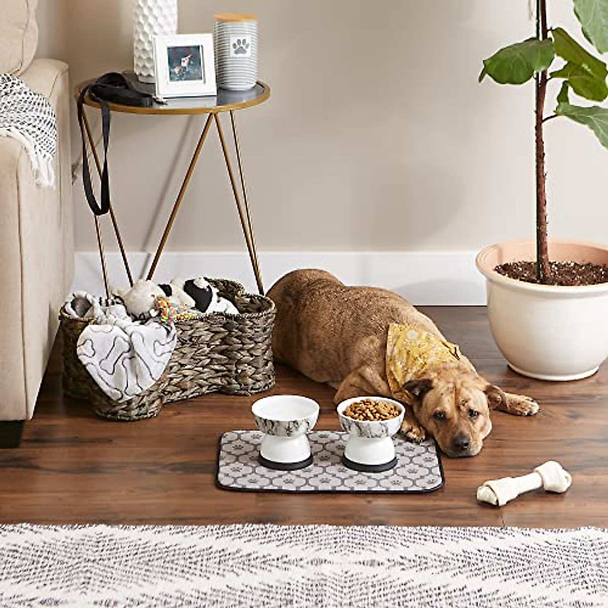 Bone Dry Machine Washable, Ultra Absorbent Pet Mat, 12x18, Gray Lattice