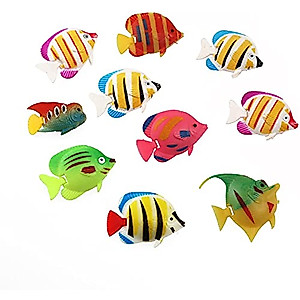 ABOOFAN 10Pcs Plastic Fish Artificial Moving Floating Fishes Fake Toy Fish Ornament Decorations for Home Office Aquarium Fish Bowl Tank (Random Color Pattern)