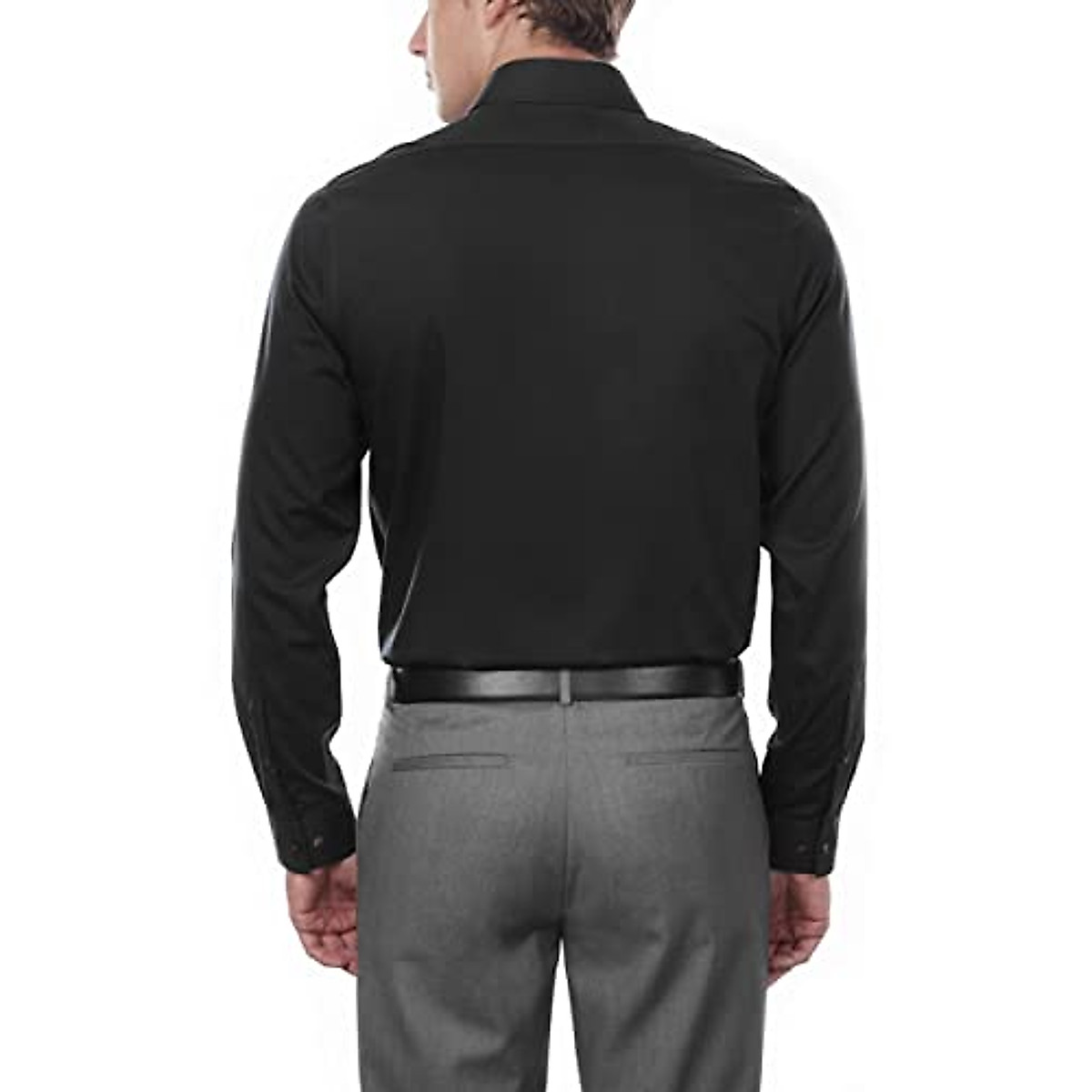 Calvin Klein Men's Dress Shirt Slim Fit Non Iron Herringbone, Black, 14.5" Neck 32"-33" Sleeve (Small)