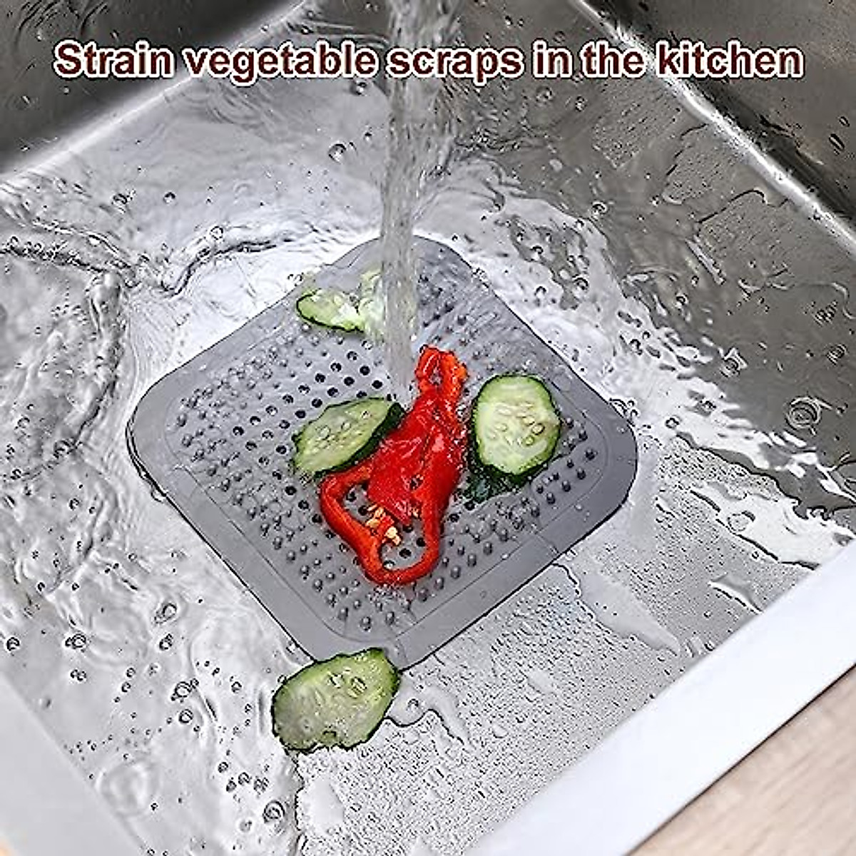 Saterkali 2Pcs Hair Catcher,Floor Sink Strainer with Suction Cups Anti-Clogging Hair Catcher Bathroom Bathtub Shower Drain Protector Kitchen Sink Floor Filter Light Blue