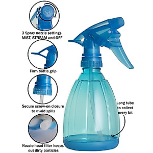 Empty Spray Bottles - 12 Oz Refillable Sprayer - pack of 3 - for Essential Oil, Water, Kitchen, Bath, Beauty, Hair, and Cleaning - Durable Trigger Sprayer with Mist & Stream Modes