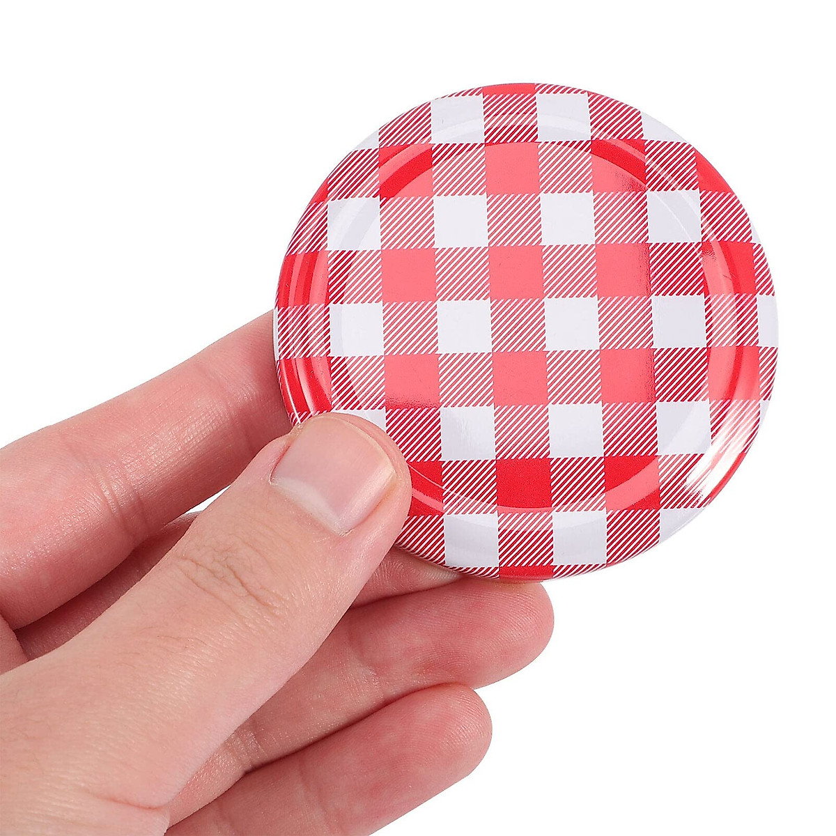 Lurrose 40pcs Mason Jar Lid Checkered Canning Lids for Wide Mouth Jars Regular Canning Lids Four Wide Mouth Food Jar Canning Lids Regular Honey Container Lid Jam Automatic Iron Sealing Cap