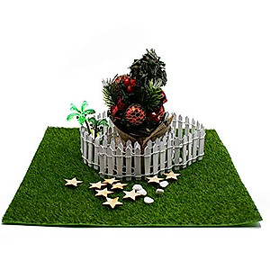 AUEAR, 35 Inch Long Mini Fairy Garden Fence Wood Ornament Wooden Decorative Picket Fence for DIY Crafts Project (White, 2-Pack)