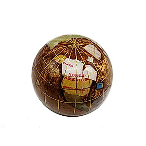 Unique Art 3-Inch amber Pearl Swirl Ocean Gemstone World Globe Paper Weight