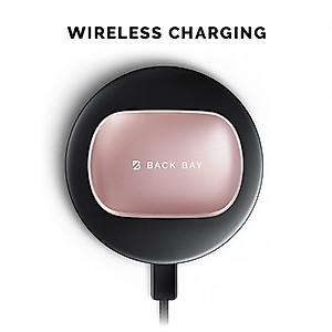 Back Bay Audio Runner 60 - Rose Gold Wireless Running Earbuds, 80 Hour Long Battery Life Over The Ear Earbuds with EarHooks, Wrap Around Ear Buds Wireless Bluetooth Earbuds with Microphone