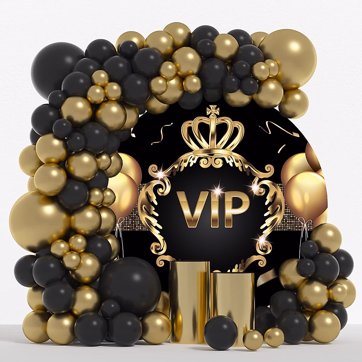 Renaiss Gold VIP Party Round Backdrop Cover 3.2 ft Red Carpet Stars Event Ceremony Celebrity Polyester Circle Photography Background Party Decorations Portrait Photo Prop