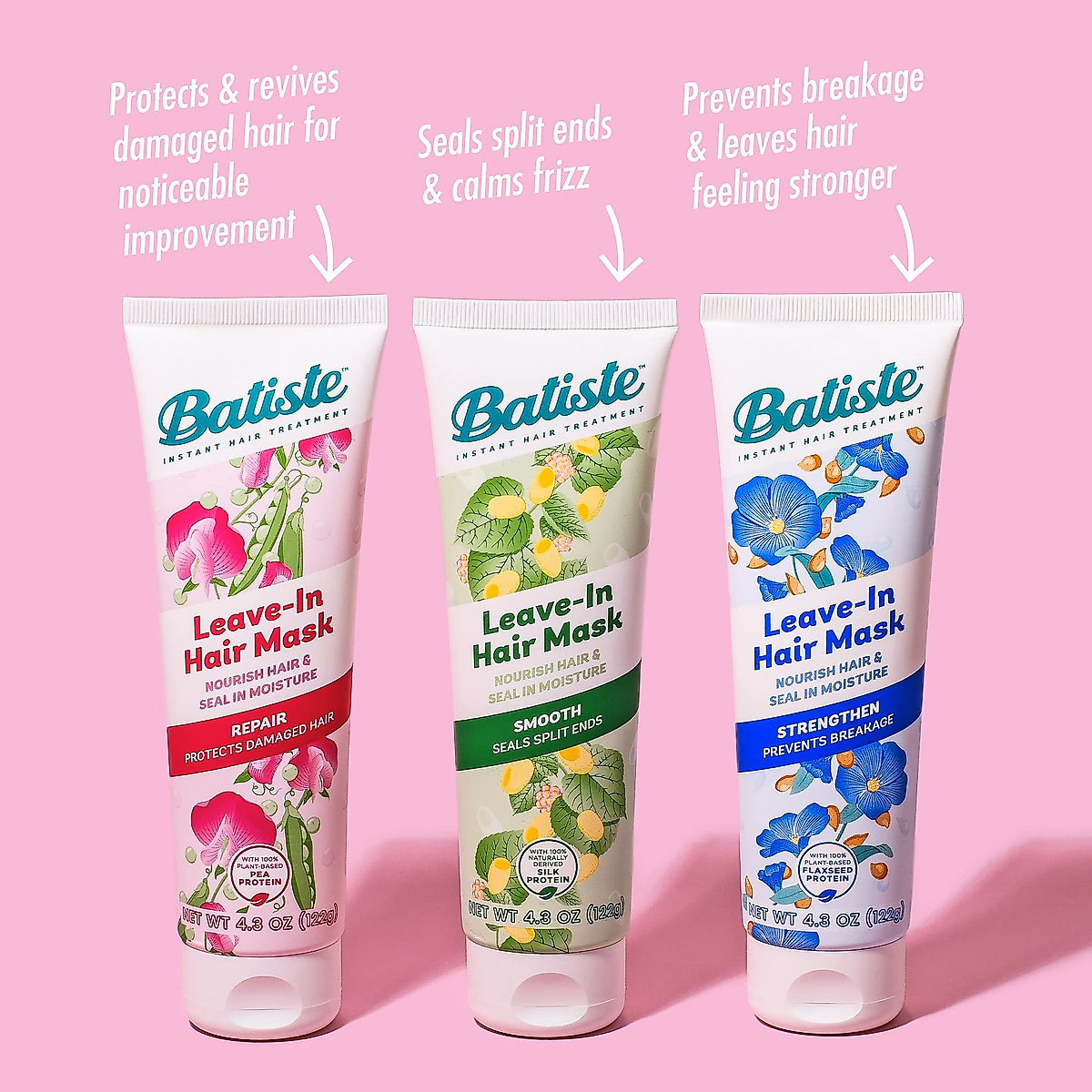Batiste Heat Protectant For Hair & Leave In Conditioner Hair Mask, Repair and Restore Formula, Hair Conditioner for Dry or Wet Hair, Infused with vitamin E for Enhancing Haircare, 4.3oz.