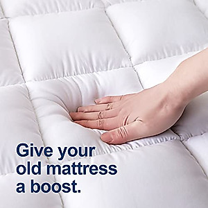 ELEMUSE Cooling Blue Full Mattress Topper for Hot Sleepers, Fitted Sheet Plus Mattress Cover, Supportive Mattress Pad with Soft Filling