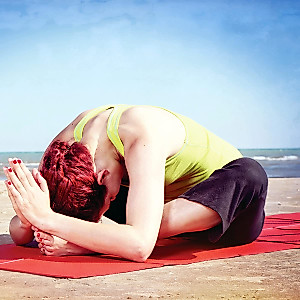 Natural Fitness ROAM 72" Folding Yoga Mat with Non-Slip Traction and Carry Bag to Protect and Keep Compact, 13 x 12.5 x 2.5, Red Rock