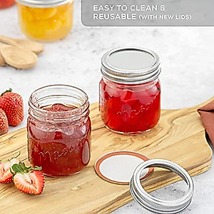 JoyJolt 8 Oz Mason Jars With Lids, Labels and Measures! 6-Pack Regular Mouth Mason Jars, Glass Jar with Lid and Band. Airtight Canning Jars, Overnight Oats Jars, Salad Jars, Sourdough Starter Jar