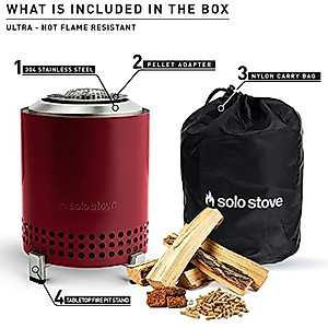 Solo Stove Mesa Tabletop Fire Pit with Stand | Low Smoke Outdoor Mini Fire for Urban & Suburbs | Fueled by Pellets or Wood, Safe Burning, Stainless Steel, with Travel Bag, 6.9 x 5.1 in, 1.4lbs