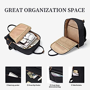 GOLF SUPAGS Travel Laptop Backpack for Women, Durable Fashion College Backpack Purse, Gift for Women Fits 14 Inch Notebook (Black, 14 Inch)