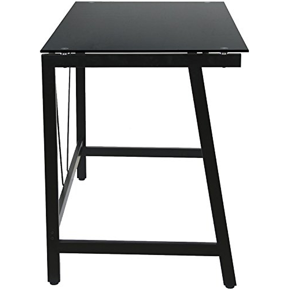 OneSpace Contemporary Glass-Top Desk for Small Spaces, Small Writing Desk, Black