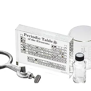 Engineered Labs Heritage Periodic Table of Elements, Made In USA, Acrylic Periodic Table With Real Samples