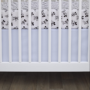 Disney Mickey Mouse - Timeless Mickey Blue, Gray, and White Stars and Icons 3 Piece Nursery Crib Bedding Set - Comforter, Fitted Crib Sheet, and Crib Skirt
