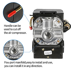 OAMCE Air Compressor Pressure Switch Replacement LF10-4H with 95-125 PSI Range and 20A Rating, 4-Port