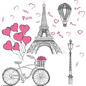 CIWEI Paris Wall Stickers- Eiffel Tower Wall Decal- Paris Wall Decor for Girl Bedroom Living Room Paris Themed Party Decoration 23.6 × 35.4 Inch