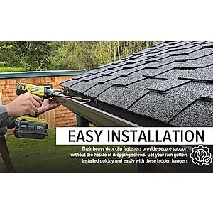 (10 Pack) 6 Inch Gutter Hangers Heavy Duty Hidden Rain Gutter Bracket Fastener with Clip Comes with a Pre-Inserted Rust Resistant Screw for 5" K-Style Aluminum Gutters - Easily Repair Sagging Gutters