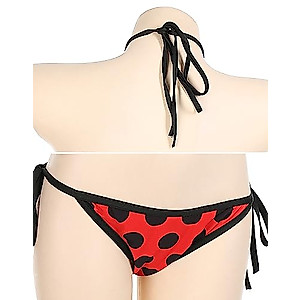 Miraculous Women's Ladybug Classic Beach Halter Top with Tie-Side Bottom Bikini Bathing Suit (as1, Alpha, m, Regular, Regular, Red)