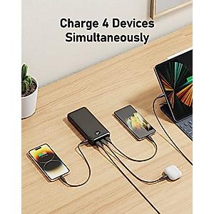 VEEKTOMX Portable Charger 30000mAh Power Bank QC 3.0 Fast Charging and PD 20W External Battery Pack with 4 Outputs & 2 Inputs USB C Portable Phone Charger for iPhone Samsung Galaxy iPad Tablet etc.