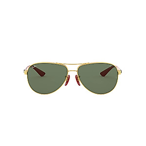 Ray-Ban RB8313M Scuderia Ferrari Collection Aviator Sunglasses, Gold/Dark Green, 61 mm