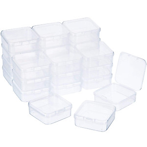 SATINIOR 24 Packs Small Clear Plastic Beads Storage Containers Box with Hinged Lid for Storage of Small Items, Crafts, Jewelry, Hardware(2.9 x 2.9 x 1 Inches)