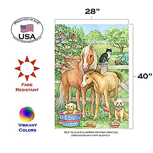 Toland Home Garden 109566 Pasture Pals Spring Flag 28x40 Inch Double Sided Spring Garden Flag for Outdoor House Horse Flag Yard Decoration
