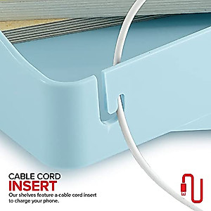 Modern Innovations Bedside Shelf for Bed, College Dorm Room, Bunk Bed Shelf for Top Bunk, Clip On Nightstand, Baby Changing Table Tray, Cup Holder for Kids, Bunkbed Caddy for Table Storage (Baby Blue)