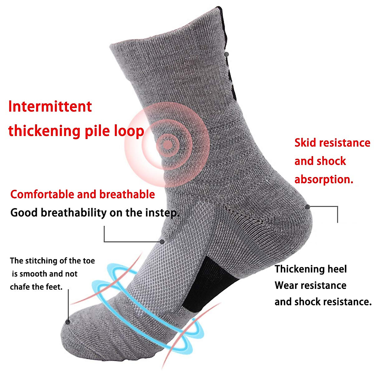 YQHMT Basketball Socks Outdoor Athletic Crew Socks Thick Compression Long Running Sports Socks for Men & Women 4 Pack