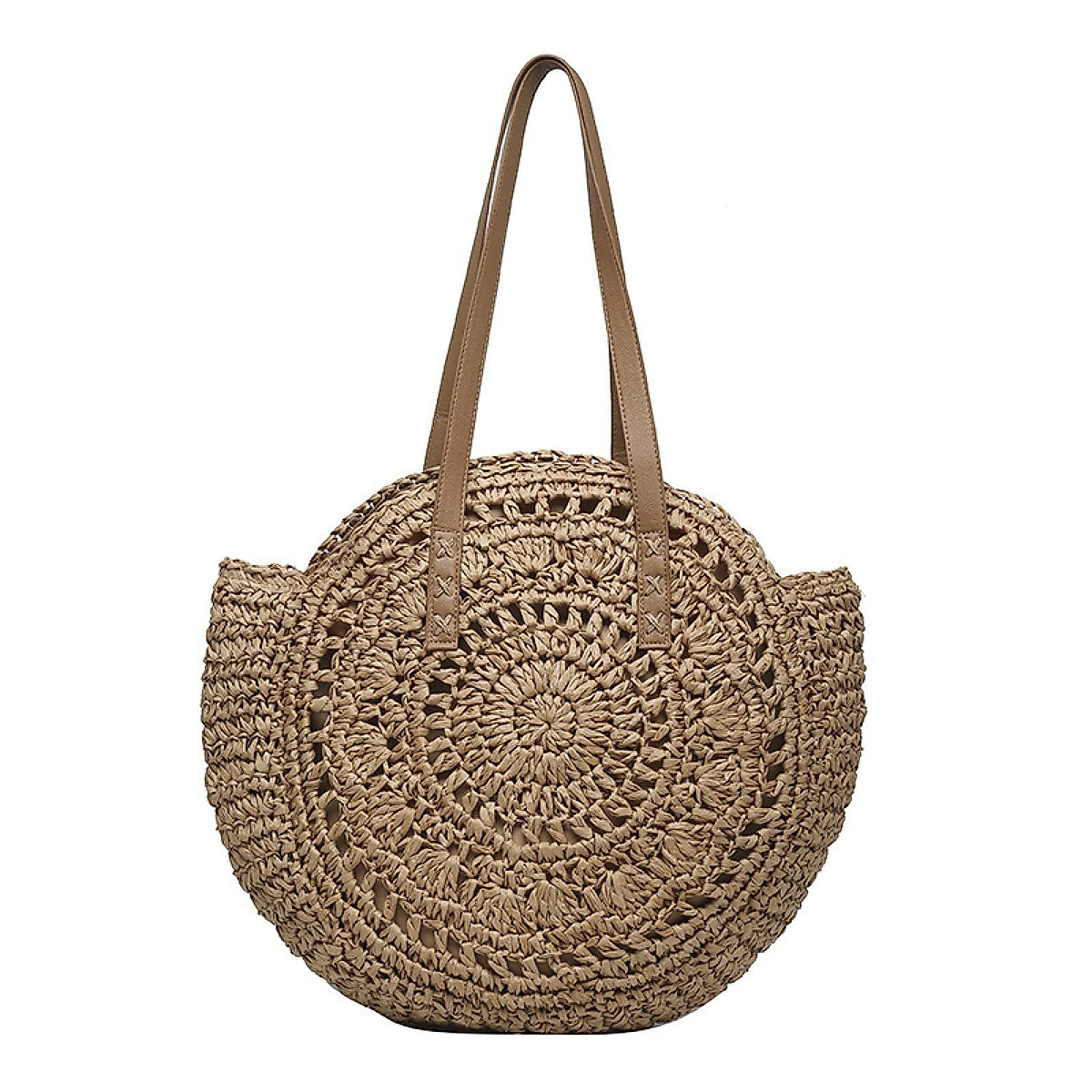INS female literature and art small large capacity handmade beach weave retro shoulder straw bag(2)