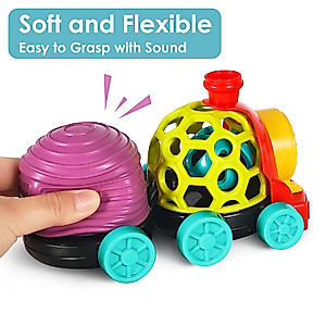 iPlay, iLearn Baby Toy Train, Infant Soft Cars for 6-12 Month Boy, Musical Push N Go Truck, Toddler Sensory Ball Rattle, Development Birthday Gift Stocking Stuffer 7 8 9 10 18 Month 1 2 Year Old Girl
