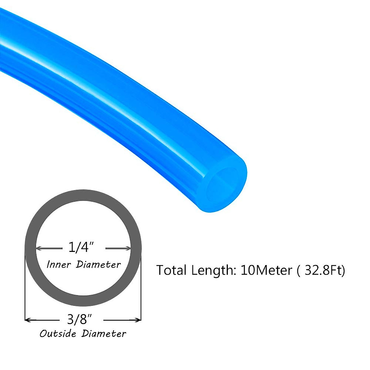 Beduan Pneumatic Tubing Pipe 3/8" OD Blue Air Compressor PU Line Hose Tube for Water Fluid Transfer 10Meter 32.8ft
