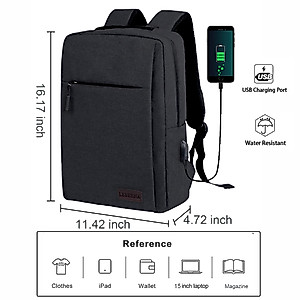 Laptop Backpack 15.4 Inch College Rucksack Water Resistant Business Travel Backpack with USB Charging Port for Women Men