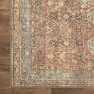 Bloom Rugs Washable Non-Slip 9' x 12' Rug - Terracotta/Mustard Traditional Area Rug for Living Room, Bedroom, Dining Room, and Kitchen - Exact Size: 9' x 12'