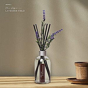 Aronica Flower Reed Diffusers Bathroom Decor, Lavender Field Scent, 6.76 oz, Home Decor Lavender Bathroom Air Freshener, Guest Room Decor, Infuser with Essential Oils, Office Decor for Women