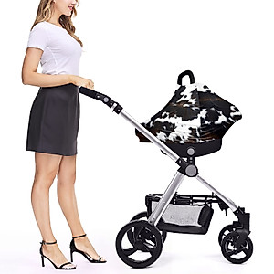 Western Cow Print Baby Car Seat Covers Canopy, Nursing Cover Breastfeeding, Scarf Soft Breathable Stretchy Coverage Carseat for Boys and Girls…