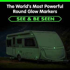 GLO-X Round Glow Markers -Pack of 4 - Powerful Glow in The Dark Camping Accessories for Tent Campers- Solar Powered Markers 12+ Hours Illumination