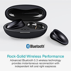 MEE audio Pebbles True Wireless Earbuds - Bluetooth 5.3 Low Profile in Ear Lightweight Headphones with Headset Microphone & Call Noise Reduction for Gym/Workouts/Sports and Gaming, Onyx