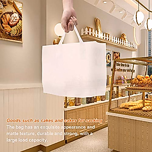 Plastic Bags with Handles Bulk, 100 Pcs Frosted Clear Bags with Handles Soft for Shopping Bags, Gift Bags, Take Out Bags, High-Density Big Size 15.7" x 11.8" x 5.9"