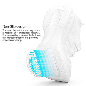Pujcs Running Shoes Womens Breathable Tennis Shoes Non Slip Gym Workout Shoes Lightweight Mesh Walking Sneaker White Size 9