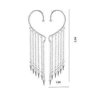 CSIYANJRY99 2 PCS Ear Wrap Tassel Dangle Earrings Agate Pearl Ear Cuffs for Women -Non Pierced Ear Cartilage Wrap Hoop Earrings Gold Silver (A-S (Bullets))