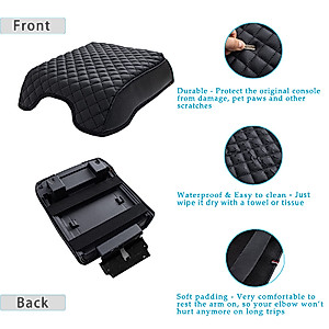 JDMCAR Center Console Cushion Compatible with 2015-2020 Ford F150 / 2017-2022 F250 F350 F450 and 2018-2024 Expedition Accessories, Customized PU Leather Armrest Cover Protector (Bucket Seat Only)