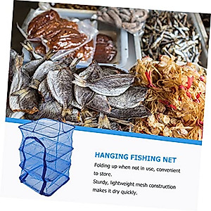 BESPORTBLE Foldable Fish Cage Fruit Dryer Hanging Clothes Drying Rack Laundry Drying Rack Collapsible Hanging Drying Net Zipper Drying Rack Folding Fish Mesh Nylon Blue Shrimp Fish Drying Net