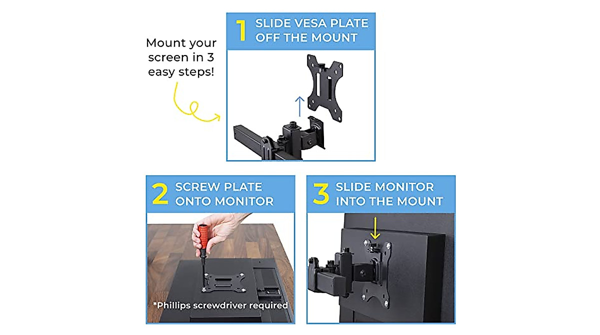 Adjustable 6 Monitor Mount Desk Stand - Stand Steady