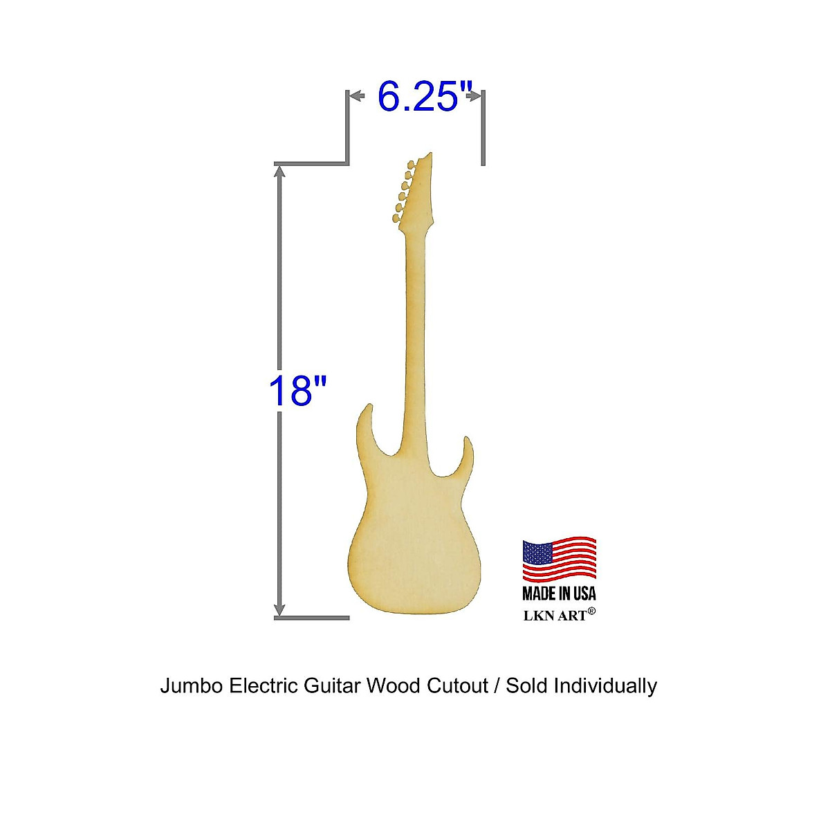 Unfinished Electric Guitar Wood Cut Out Available in a Variety of Sizes and Thicknesses (1/8” Thickness, Jumbo 6.25" x 18" (Sold Individually))