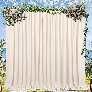 Ivory Backdrop Curtains 2 Panel 5ft x 10ft Polyester Fabric Wedding Backdrops for Arch Party Stage Ceremony Photography Background Decoration