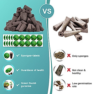 Haligo 100pcs Square Pods for Hydroponics Growing System, 50pcs Square Grow Sponges with 50pcs Pods Labels, Supplies Replacement, Compatible with IDOO, QYO, LYKO (Square)