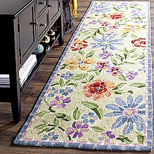 SAFAVIEH Chelsea Collection 2'6" x 8' Ivory HK214A Hand-Hooked French Country Wool Runner Rug