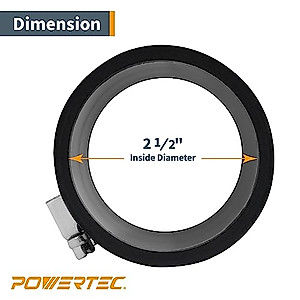 POWERTEC 70148 2-1/2 Inch Dust Control Flex Cuff with Steel Hose Clamps, Hose Connector Rubber Cuff Coupler for Woodworking Dust Collection Fittings, Dust Collector Accessories & Machinery, 1 pack