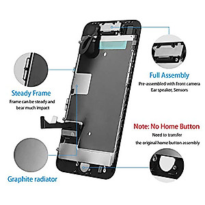 for iPhone 8 Screen Replacement Black Full Assembly 4.7" 3D Touch LCD Display Screen Digitizer for A1863, A1905, A1906 with Front Camera+Earpiece+Sensors+Waterproof Seal+Repair Tools+Screen Protector